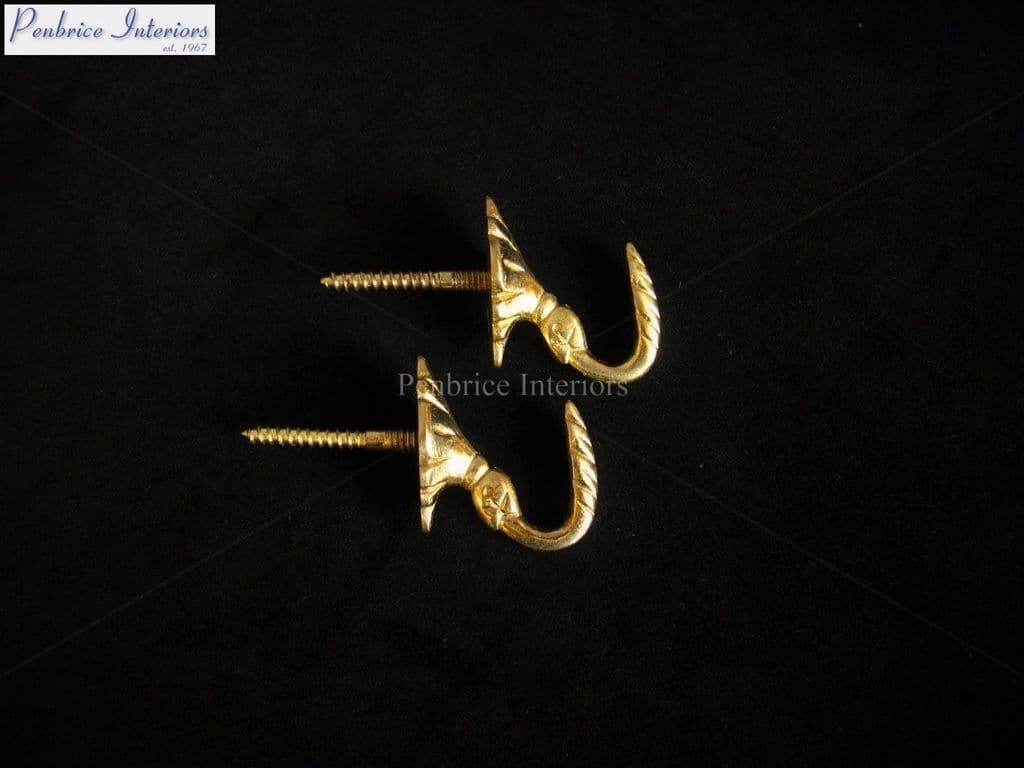 10 Solid Brass Tassel Hooks Builders Wall Egypt Cup Diy Hook 3cm Projection New